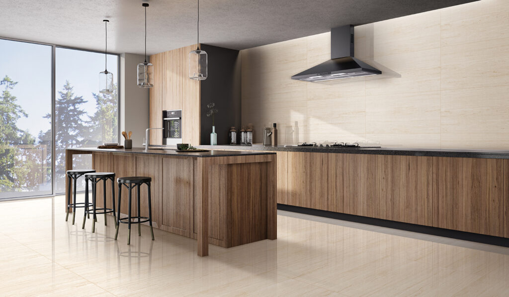 Travertino Crema | 600x1200 | Glossy Tiles | IMLIS-Best Porcelain Slab ...
